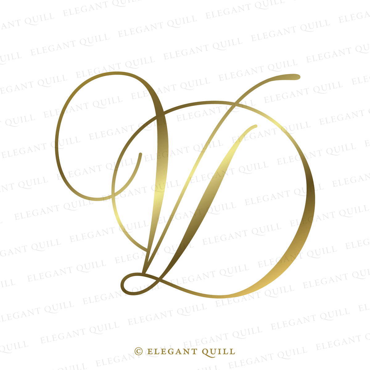 Two Letter Logo, DV Initials – Elegant Quill