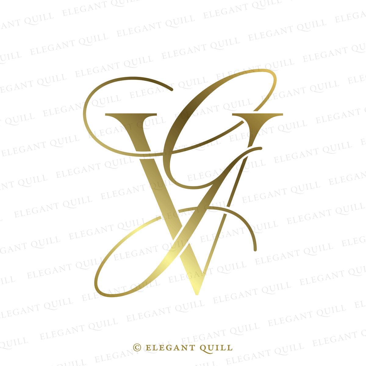 Two Letter Logo, GV Initials – Elegant Quill