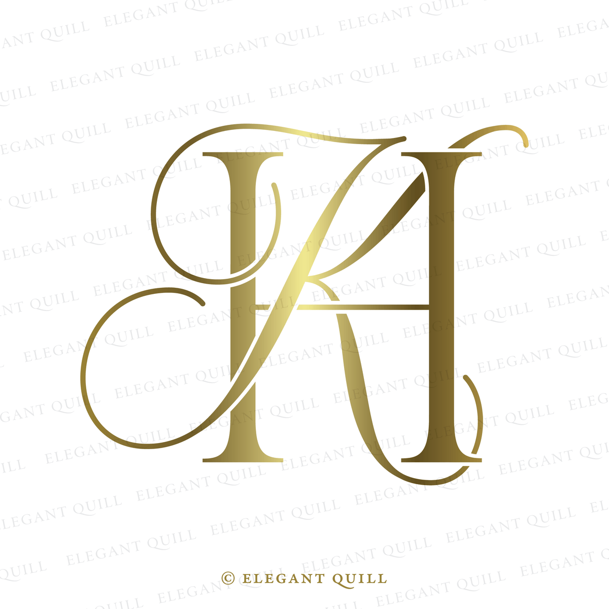 Two Letter Logo, KH Initials – Elegant Quill