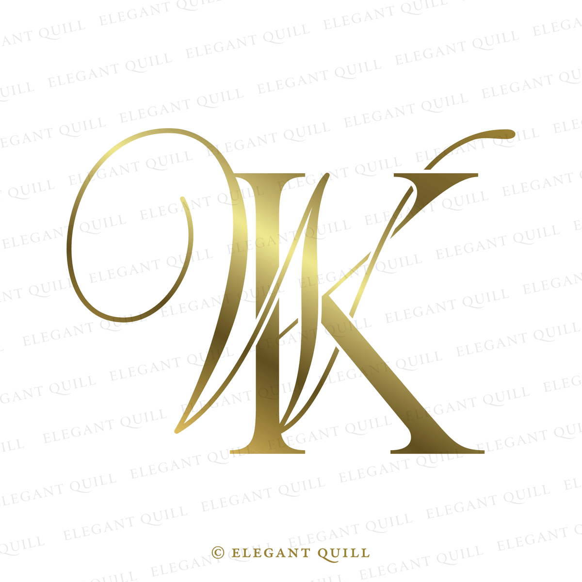 Two Letter Logo, WK Initials – Elegant Quill