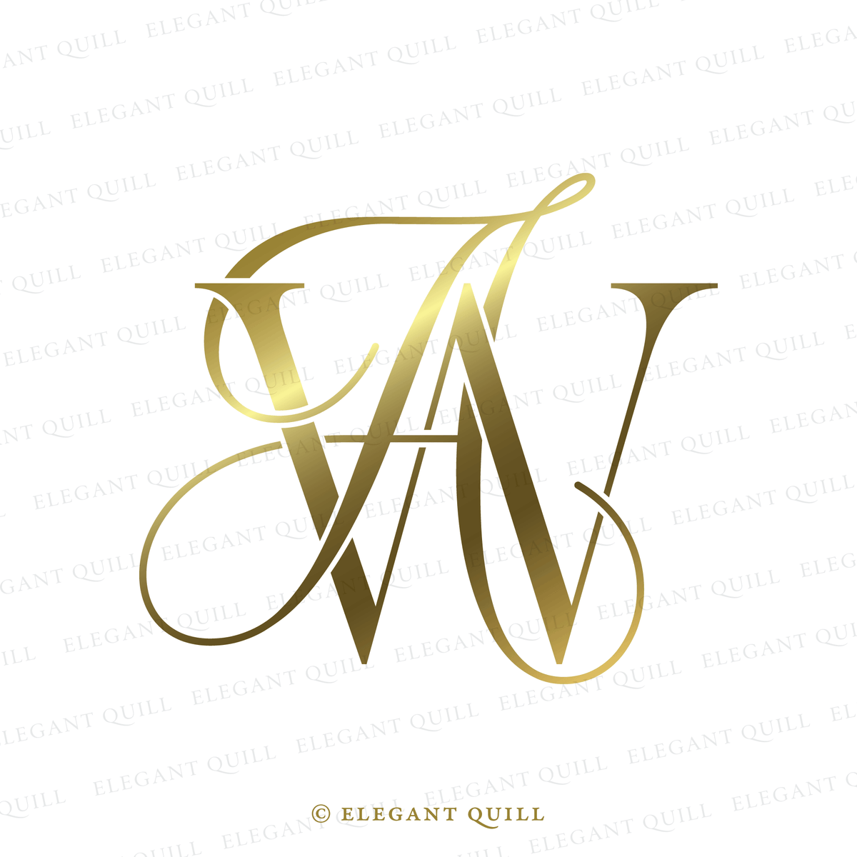 Wedding Dance Floor Monogram, AW Initials Logo – Elegant Quill