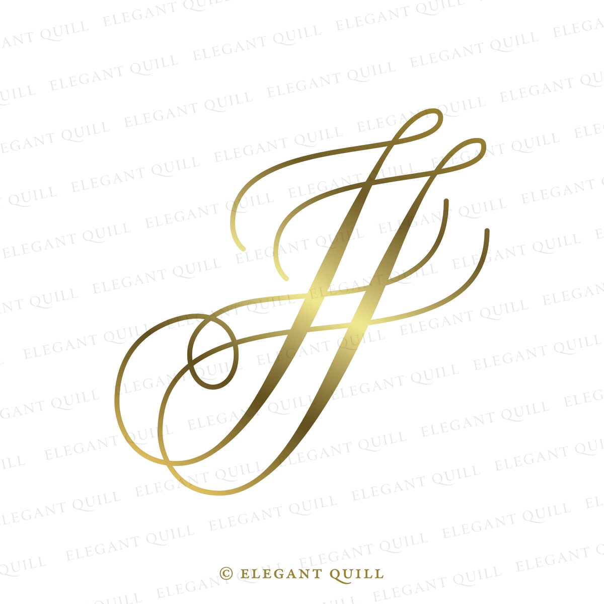 Wedding Dance Floor Monogram, JJ Initials Logo – Elegant Quill