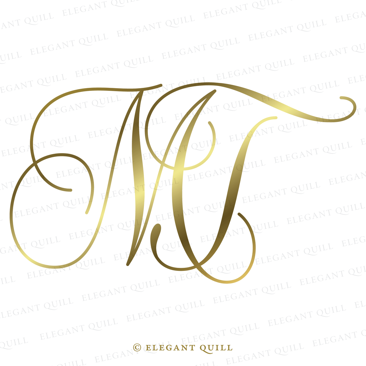 Wedding Dance Floor Monogram, MT Initials Logo – Elegant Quill