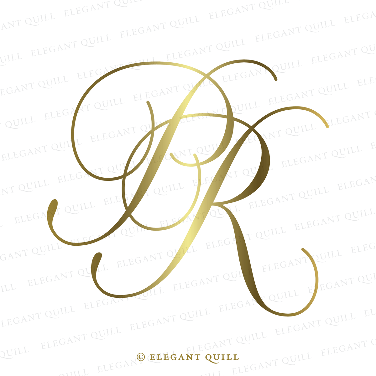Wedding Dance Floor Monogram, PR Initials Logo – Elegant Quill
