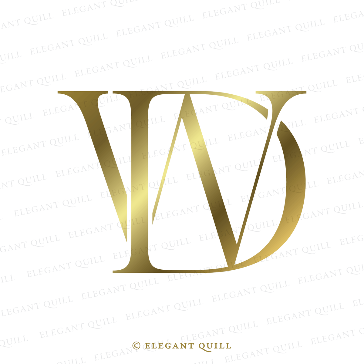 Wedding Gobo, DW Initials Logo – Elegant Quill