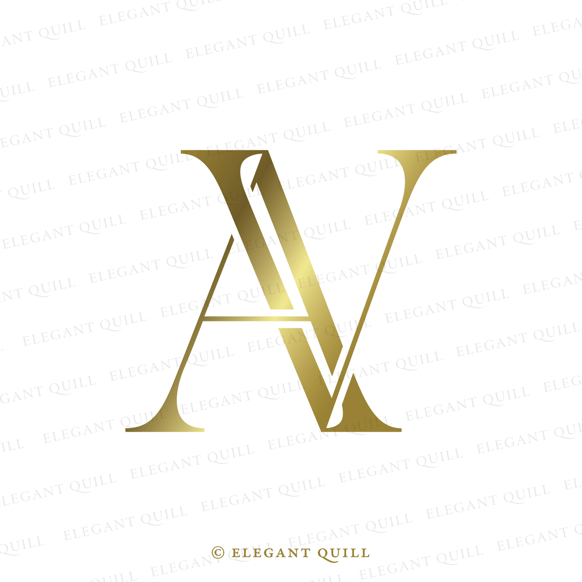 Wedding Gobo Design, AV Initials Logo – Elegant Quill