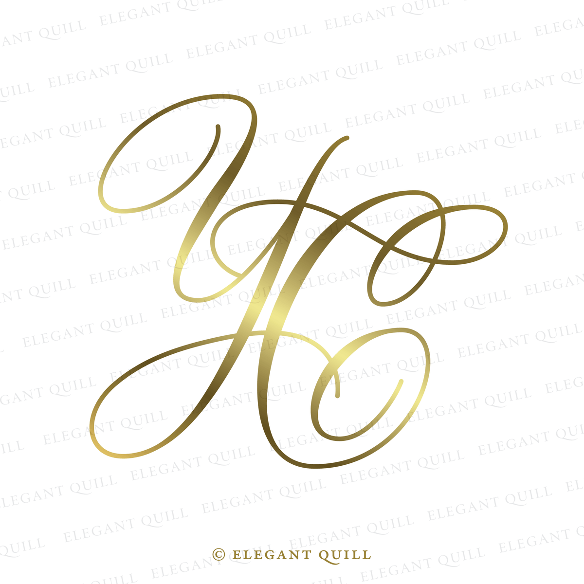Wedding Gobo Design, CY Initials Logo – Elegant Quill