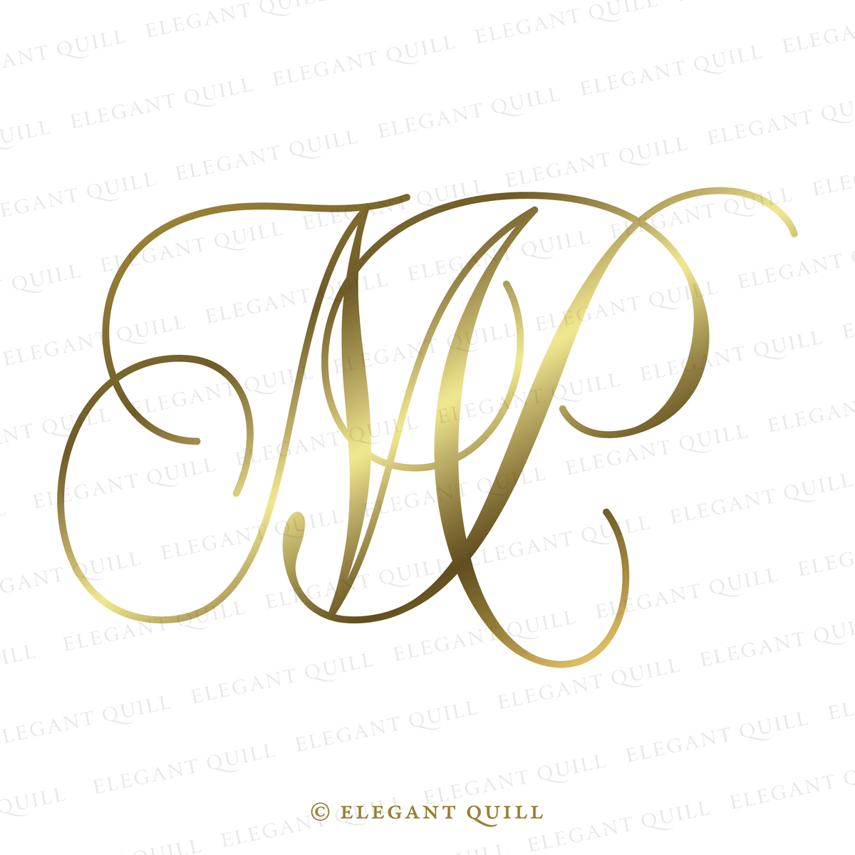 Wedding Gobo Design, MP Initials Logo – Elegant Quill