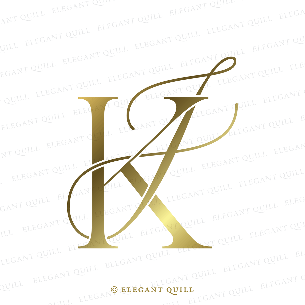 Wedding Gobo Monogram, JK Initials Logo – Elegant Quill