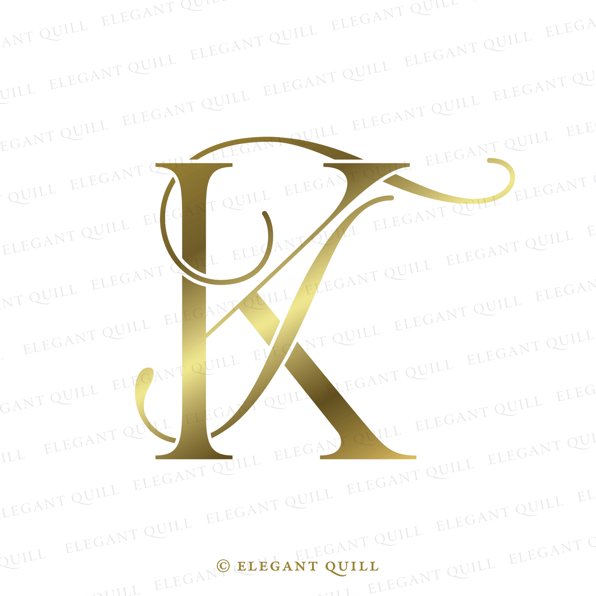 Wedding Logo, TK Initials – Elegant Quill