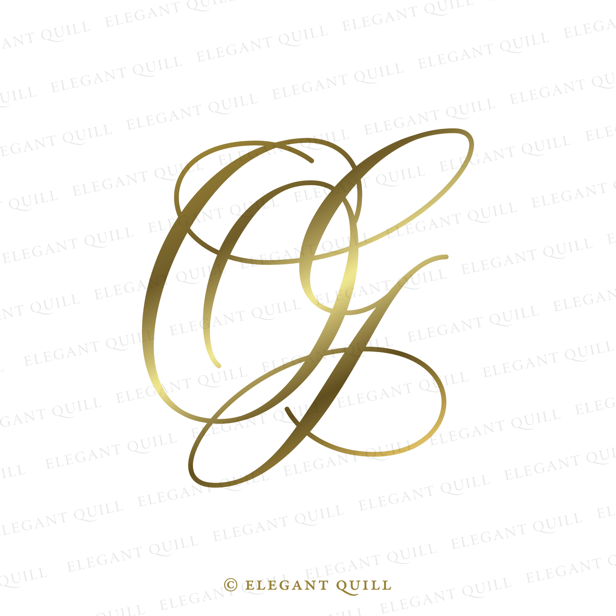 Wedding Initials Logo, GO – Elegant Quill