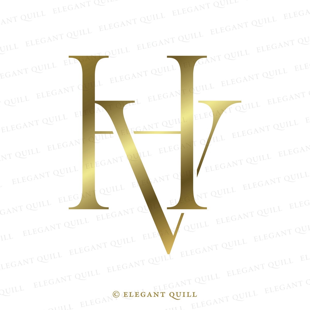 Wedding Initials Monogram, HV Logo – Elegant Quill