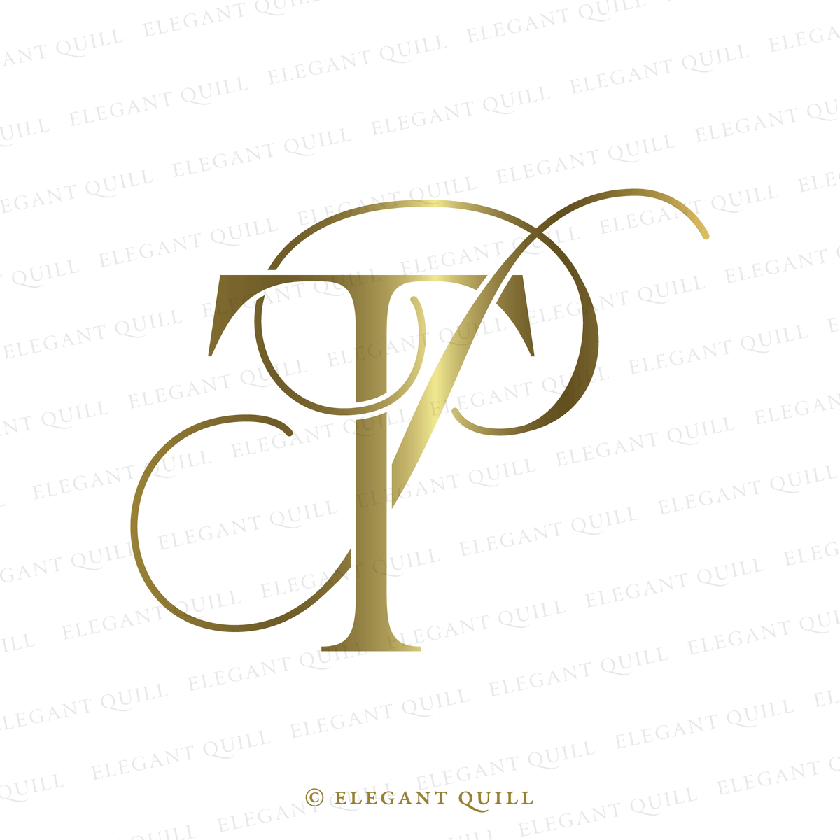 Wedding Initials Monogram, PT Logo – Elegant Quill