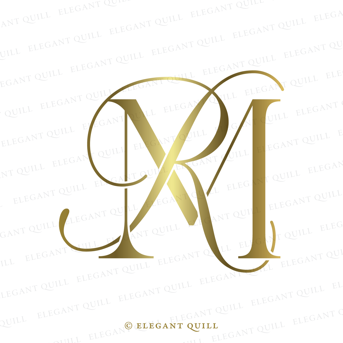 Wedding Initials Monogram, RM Logo – Elegant Quill
