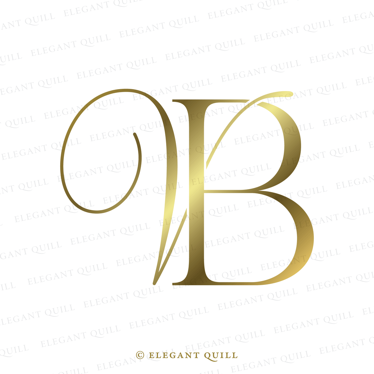 Wedding Initials Monogram, VB Logo – Elegant Quill