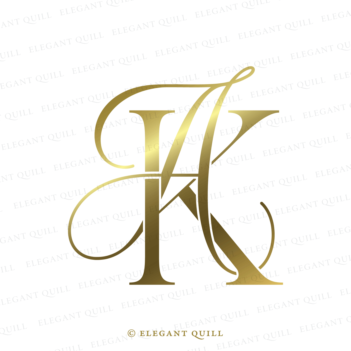 Wedding Logo, AK Initials – Elegant Quill