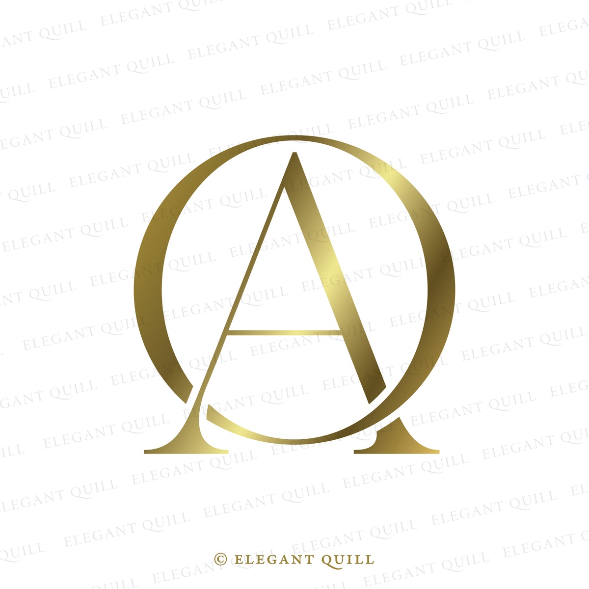 Wedding Logo, AO Initials – Elegant Quill