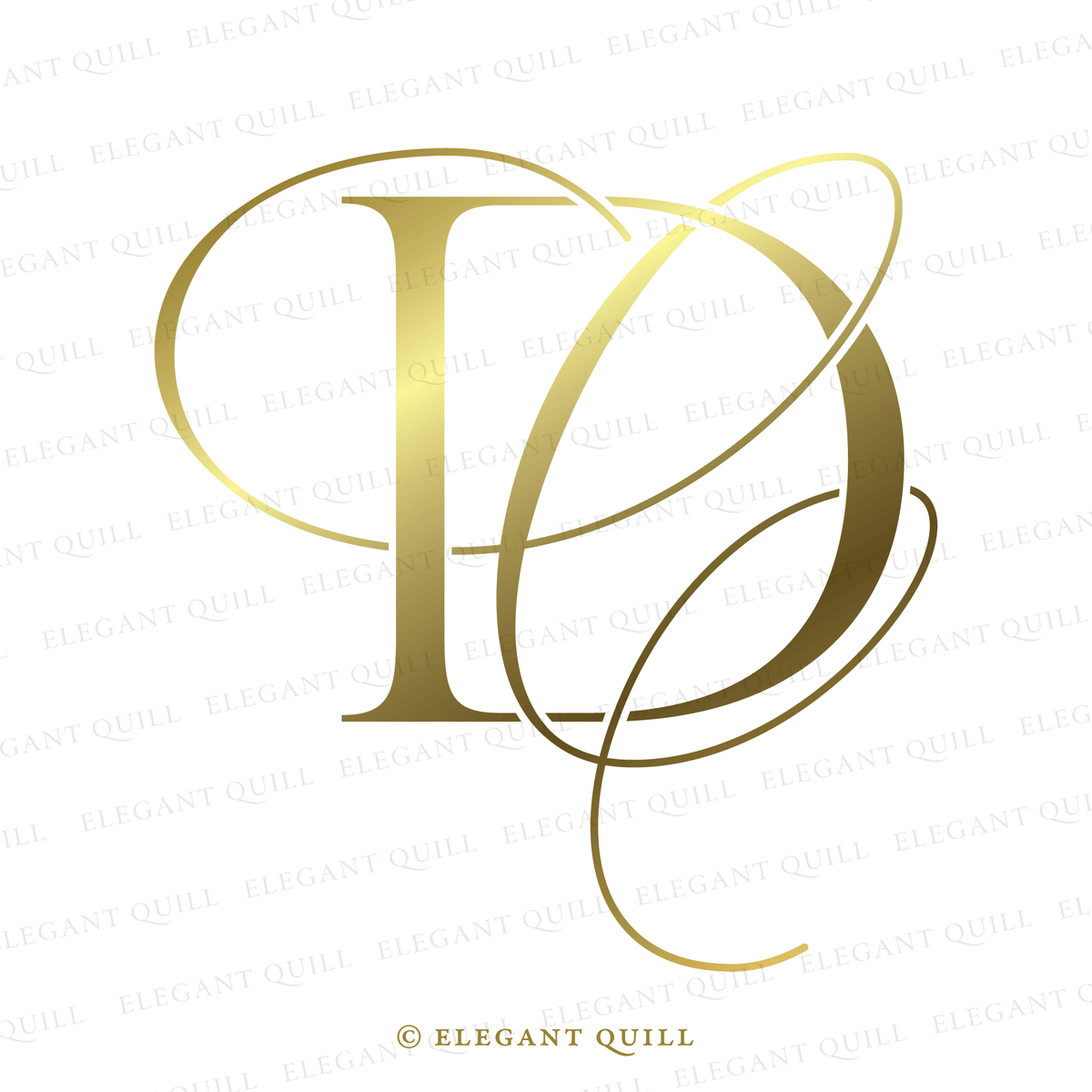 Wedding Logo, CD Initials – Elegant Quill