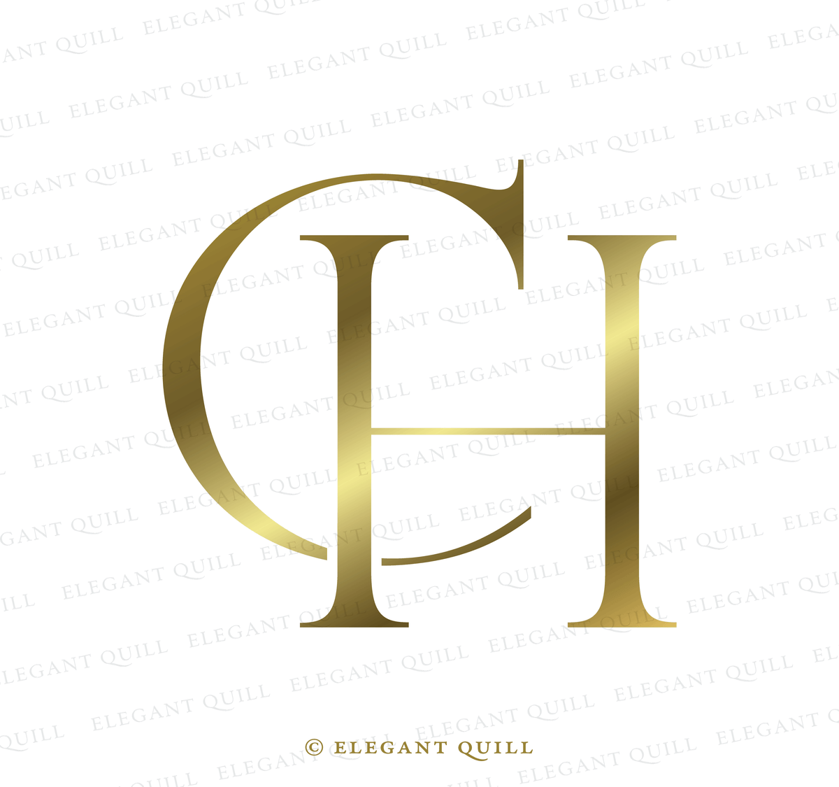Wedding Logo, CH Initials – Elegant Quill