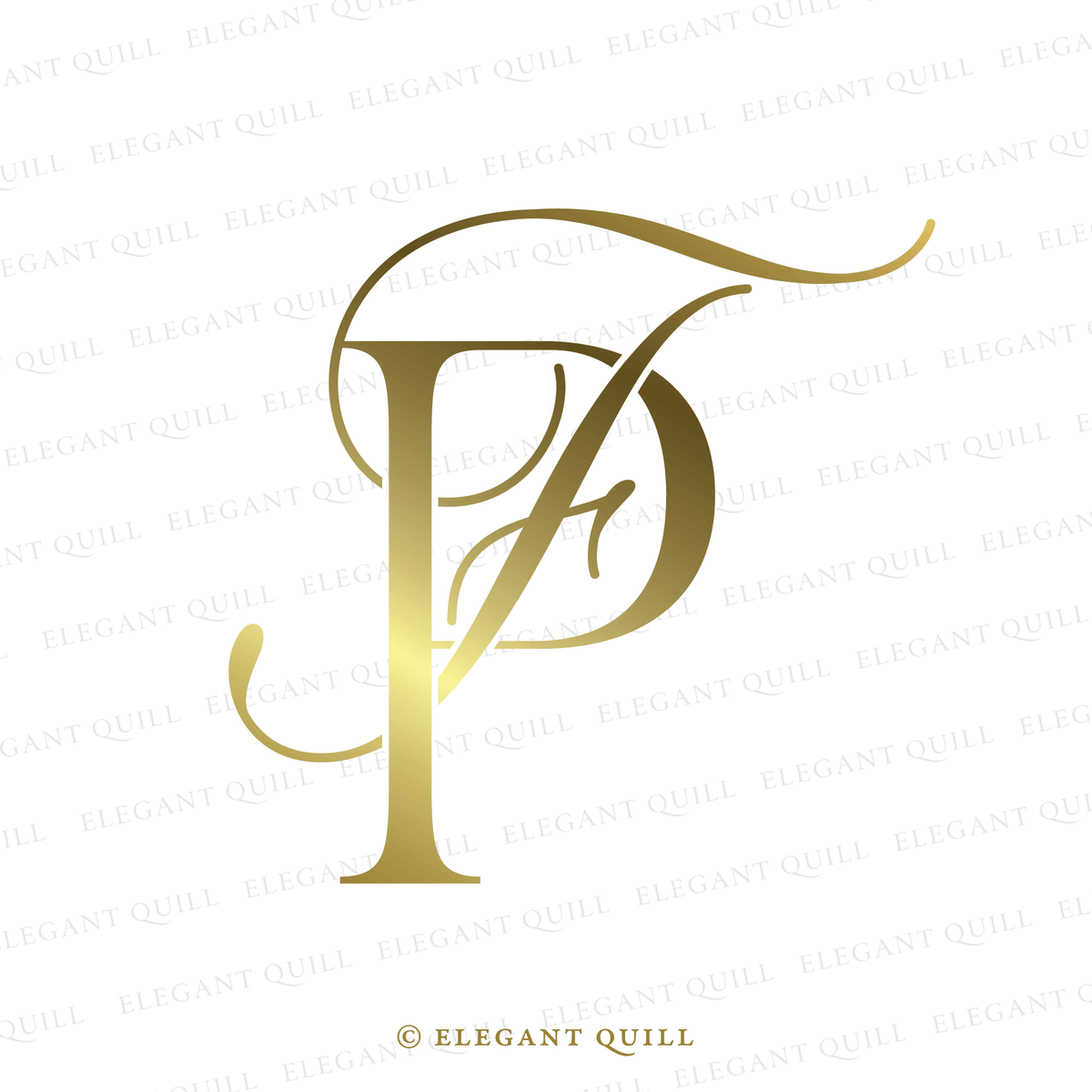 Wedding Logo, FP Initials – Elegant Quill