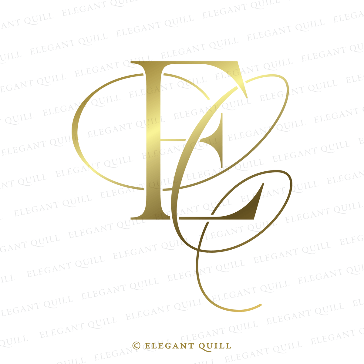 Wedding Logo Design, CE Initials – Elegant Quill