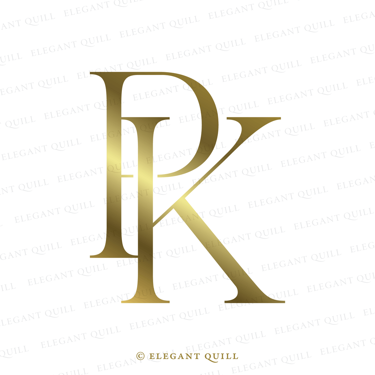 Wedding Logo Design, KP Initials – Elegant Quill