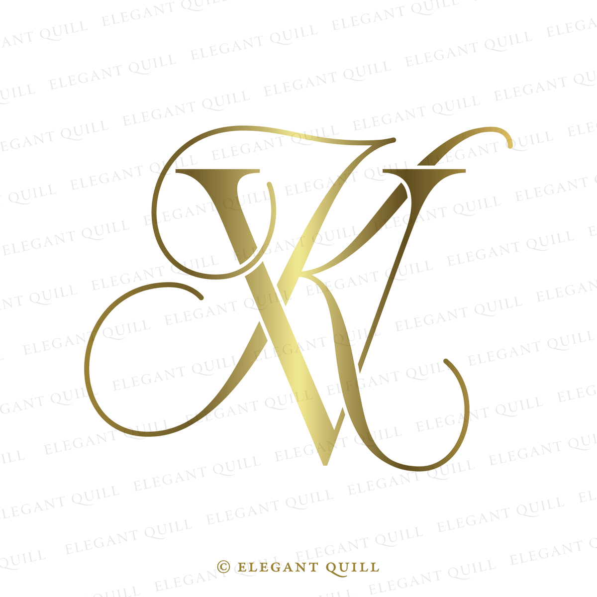Wedding Logo Design, KV Initials – Elegant Quill