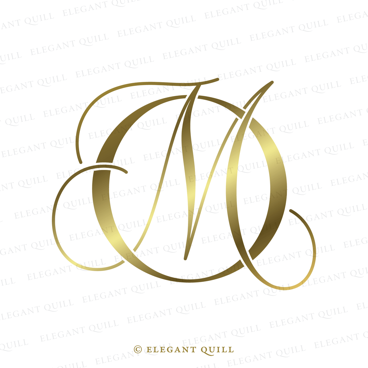 Wedding Logo Design, MO Initials – Elegant Quill