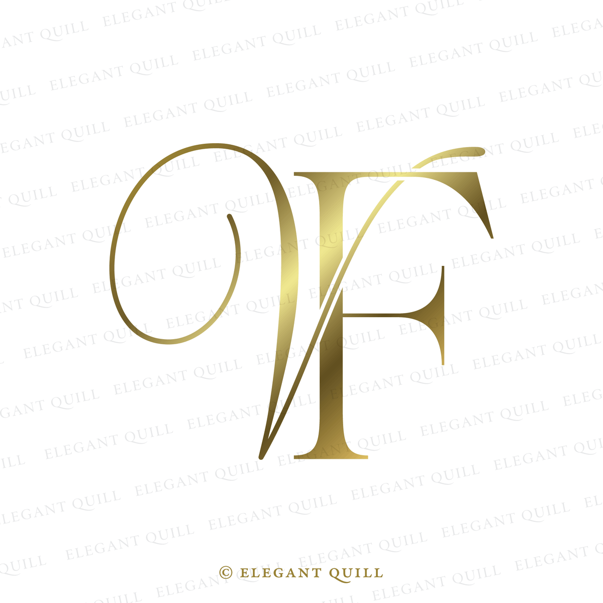 Wedding Logo Design, VF Initials – Elegant Quill