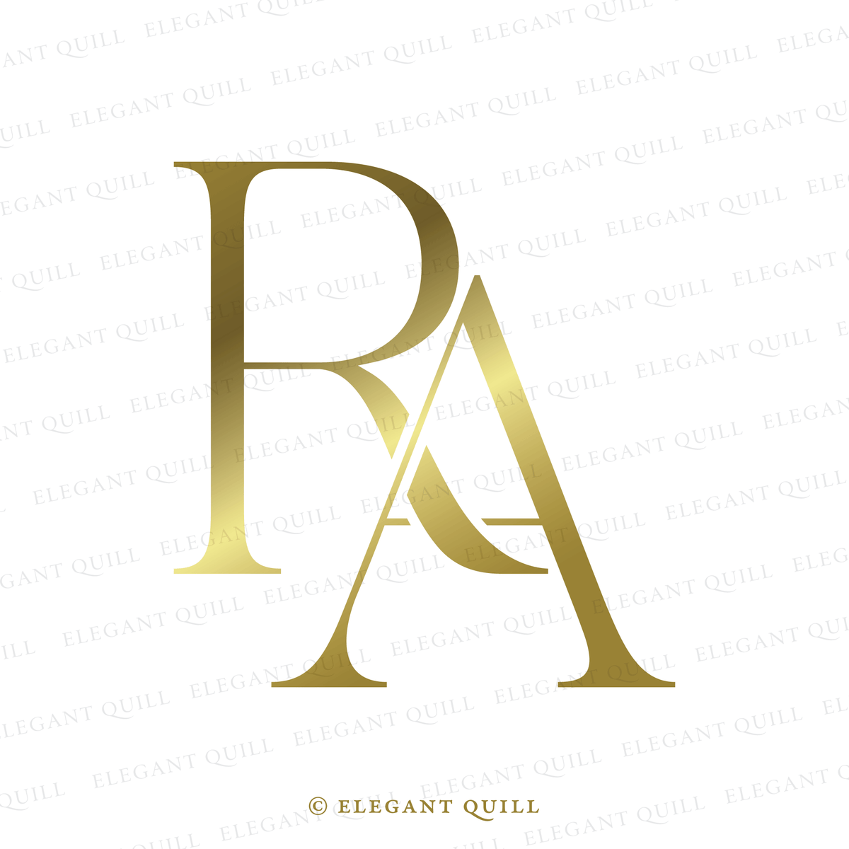 Wedding Logo Monogram, AR Initials – Elegant Quill