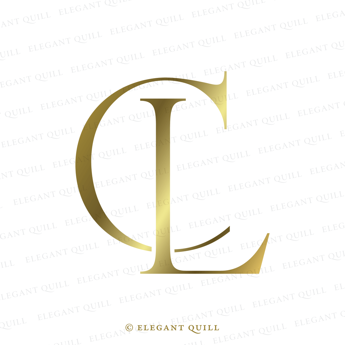 Wedding Logo Monogram, CL Initials – Elegant Quill