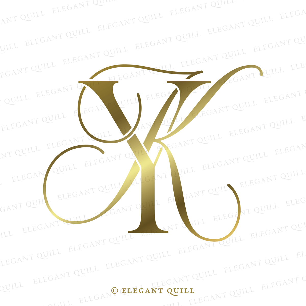 Wedding Logo Monogram, KY Initials – Elegant Quill