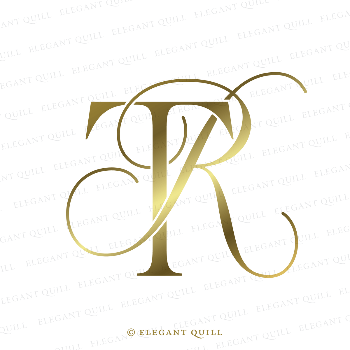 Wedding Logo Monogram, RT Initials – Elegant Quill
