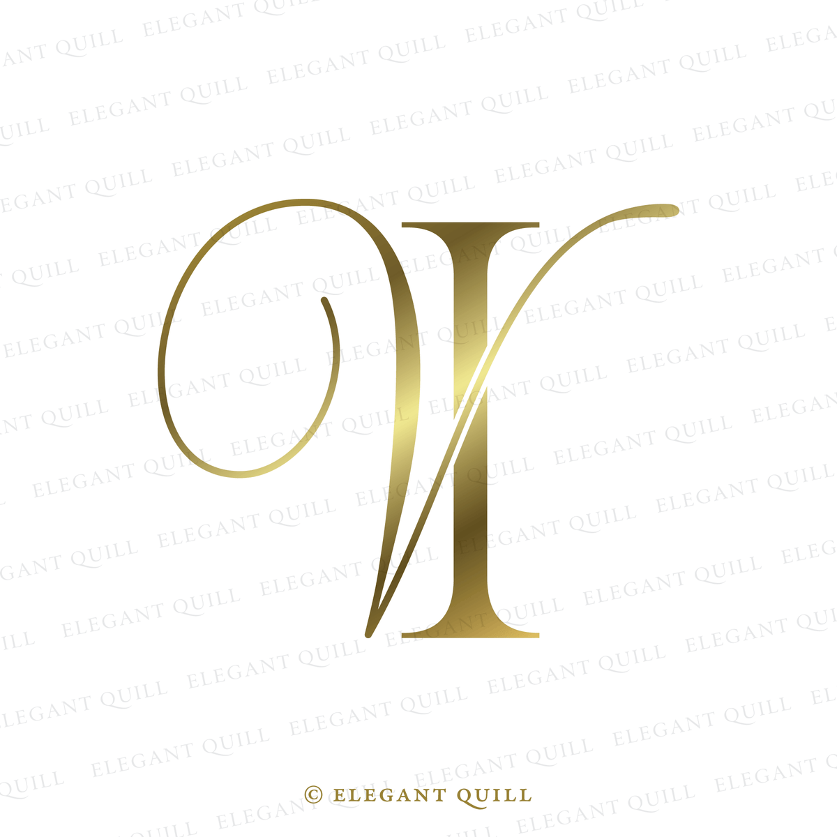 Wedding Logo Monogram, VI Initials – Elegant Quill
