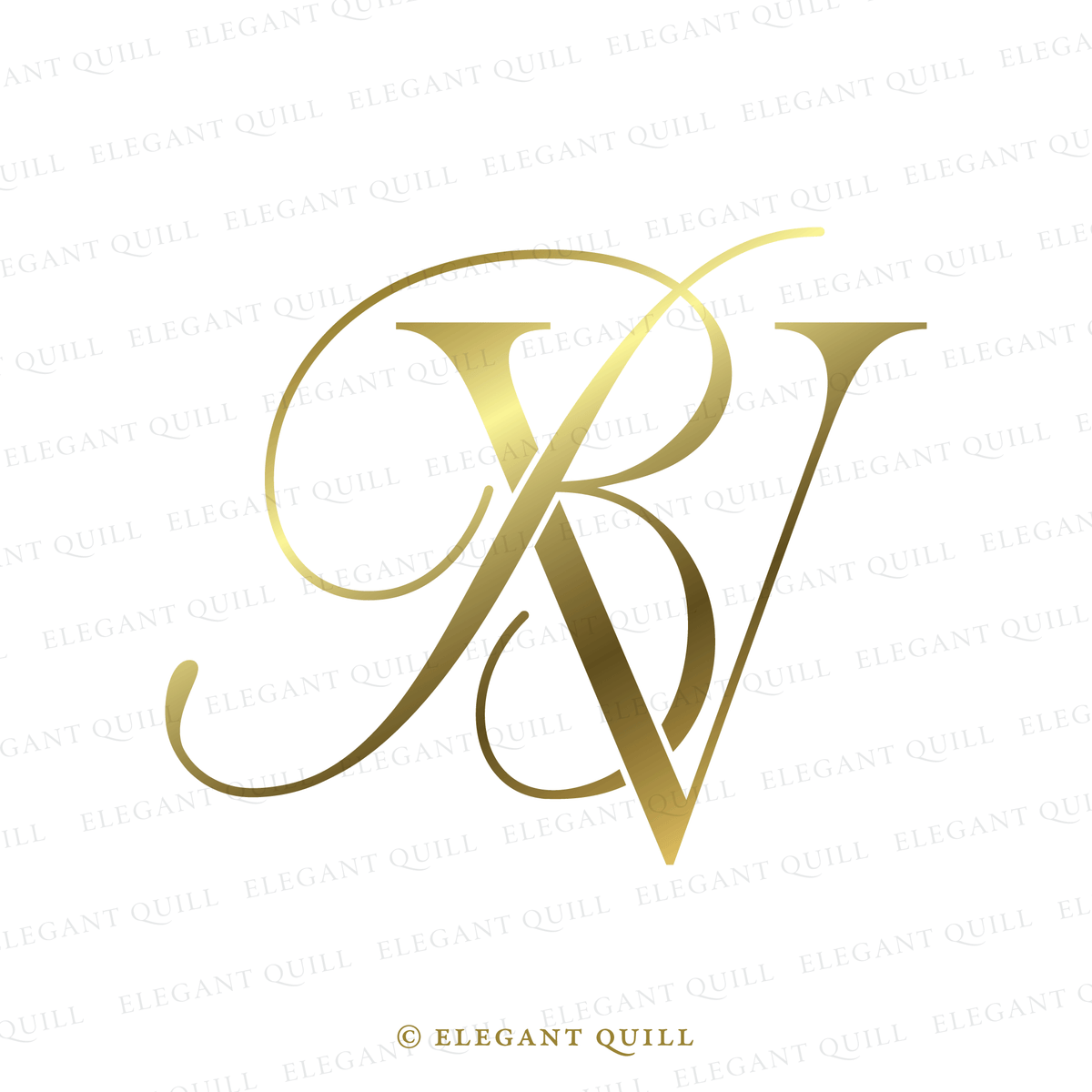Wedding Monogram, BV Initials Logo – Elegant Quill