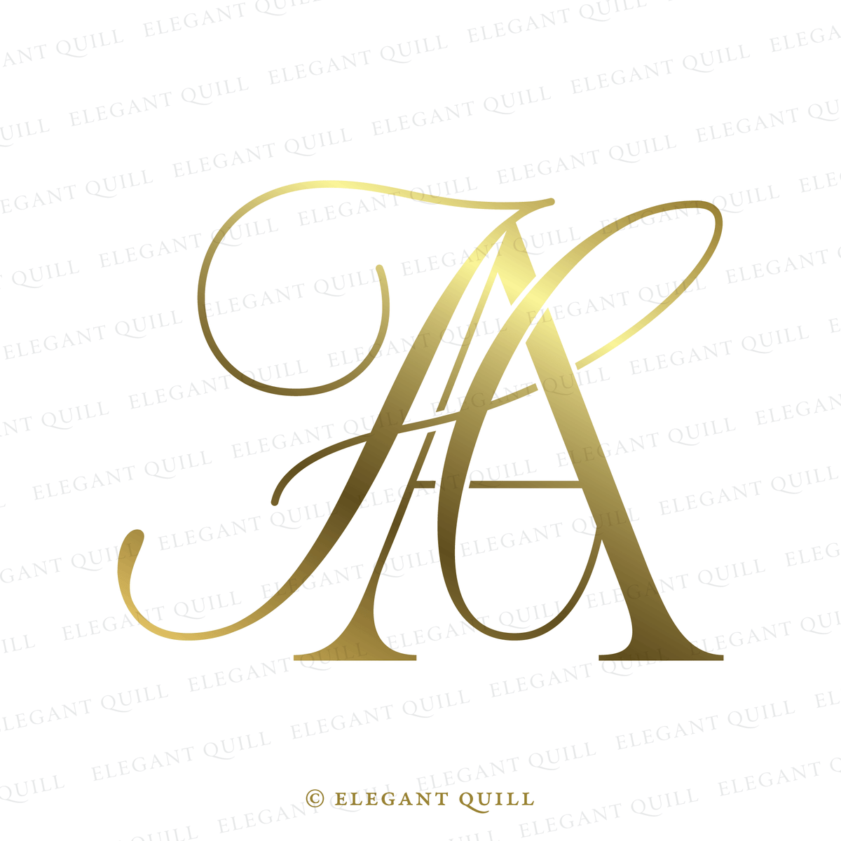 Wedding Monogram, HA Initials Logo – Elegant Quill