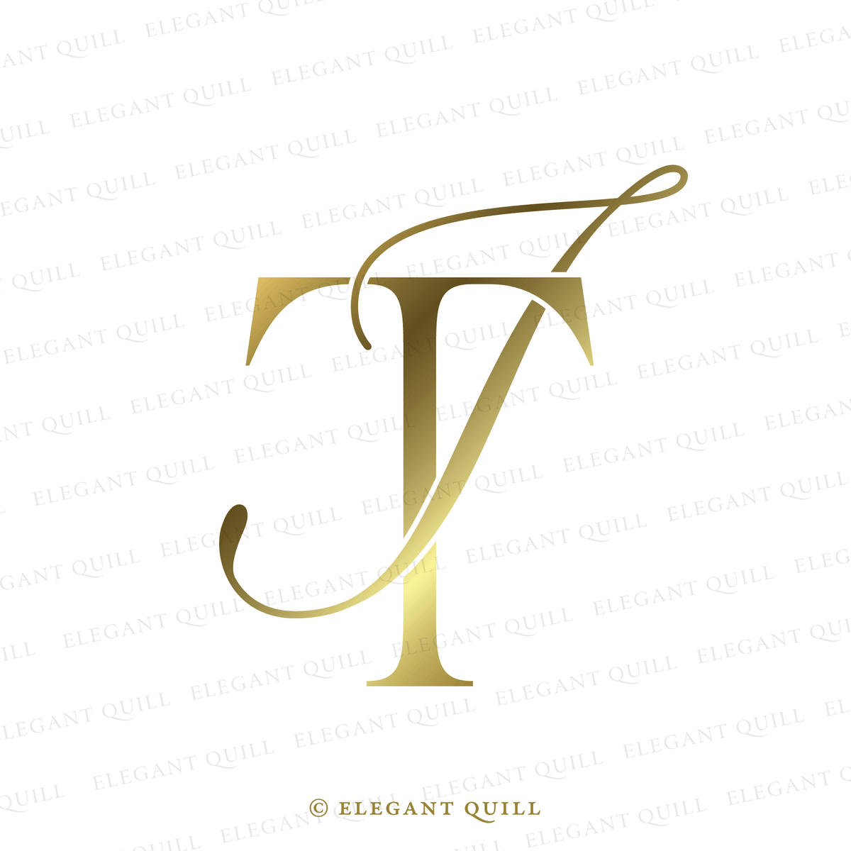 Wedding Monogram, IT Initials Logo – Elegant Quill