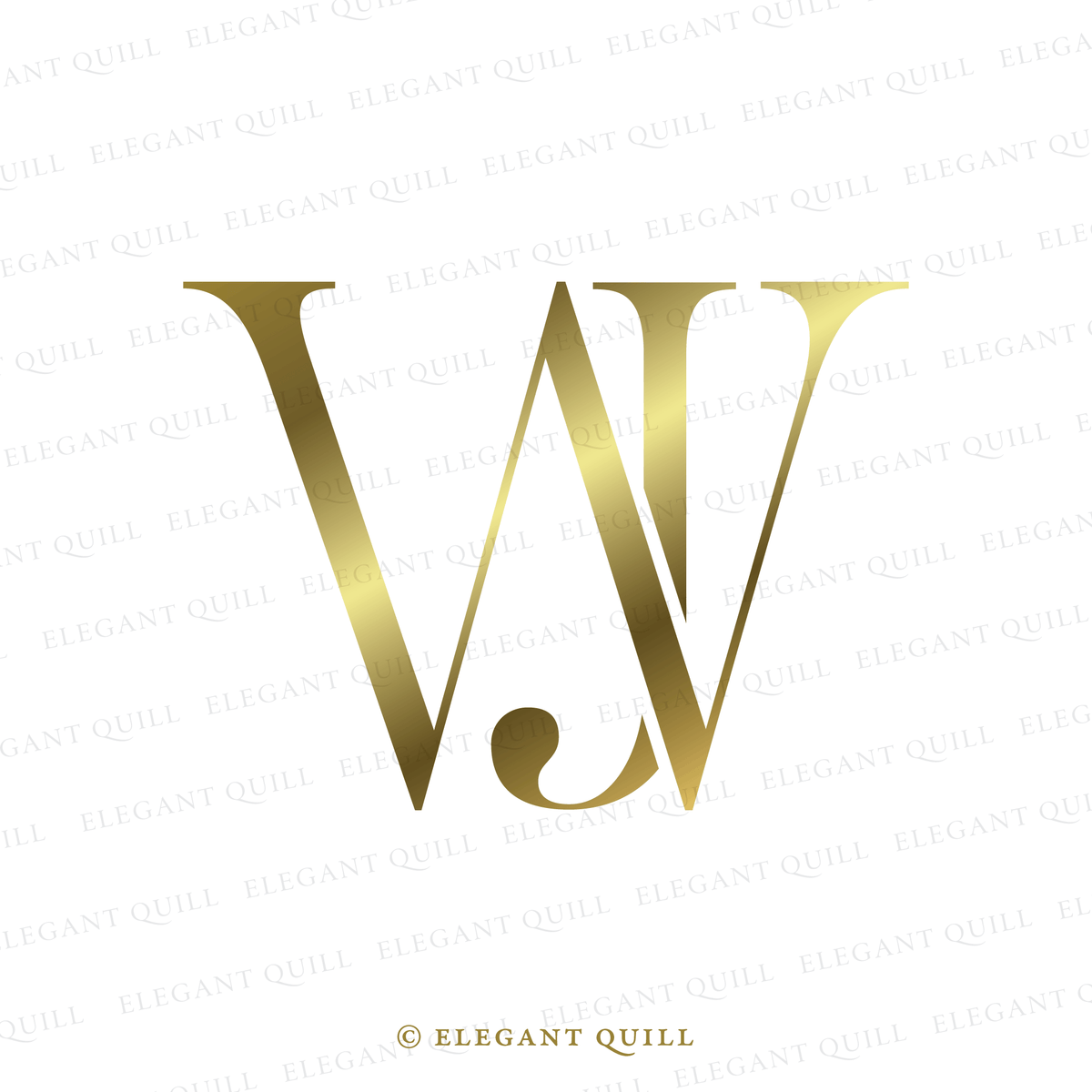 Wedding Monogram, JW Initials Logo – Elegant Quill