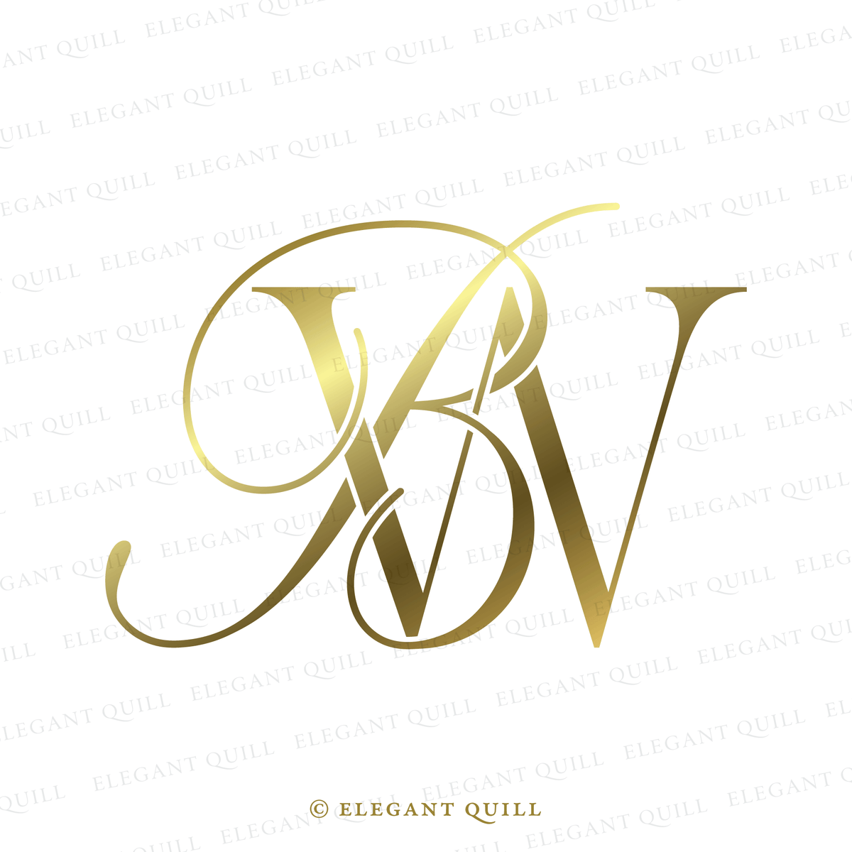 Wedding Monogram Design, BW Initials Logo – Elegant Quill