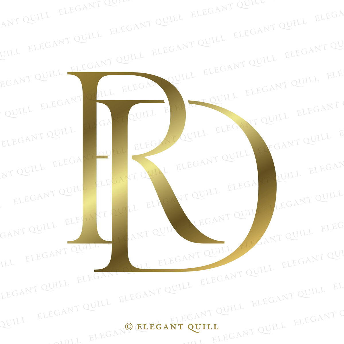 Wedding Monogram Design, DR Initials Logo – Elegant Quill