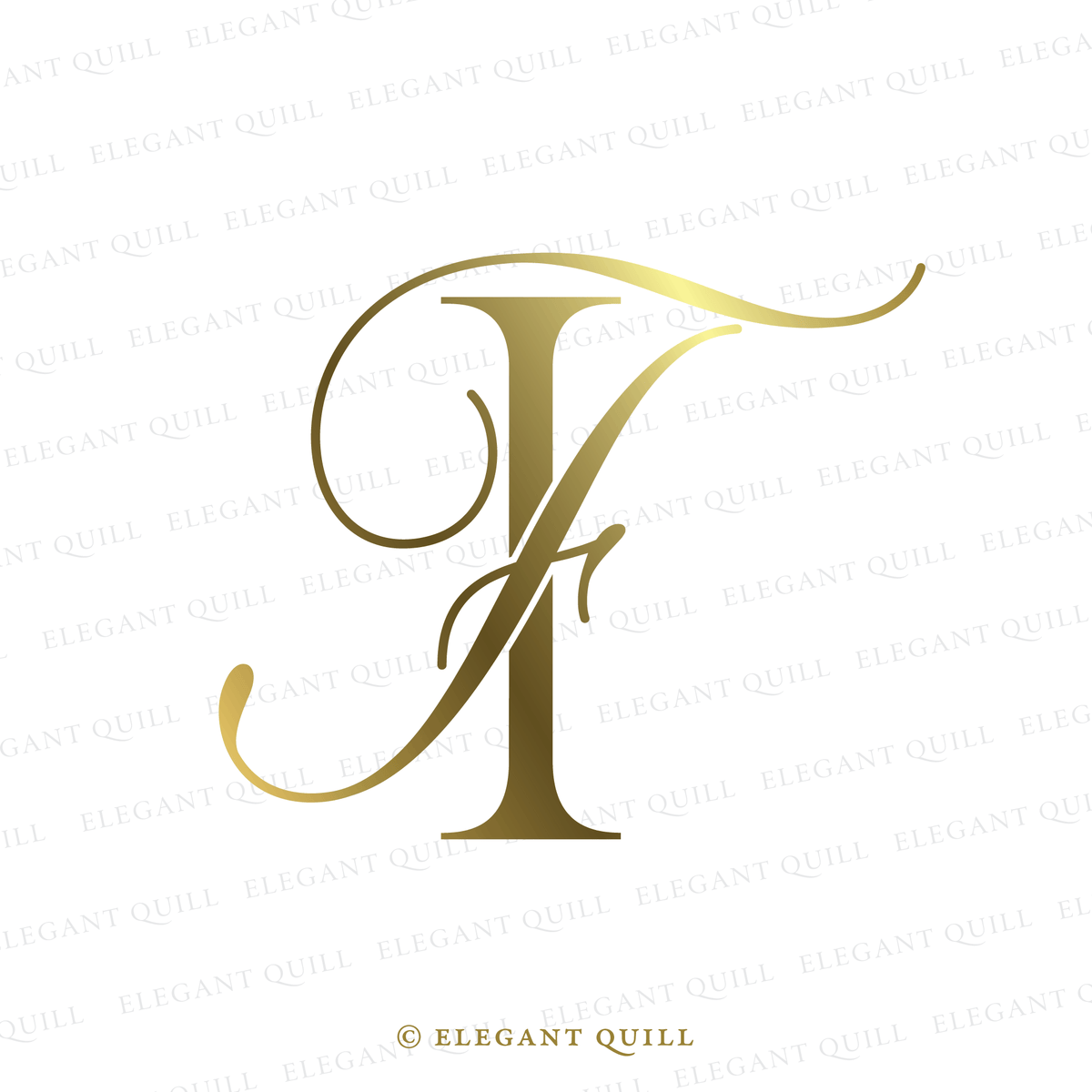 Wedding Monogram Design, FI Initials – Elegant Quill