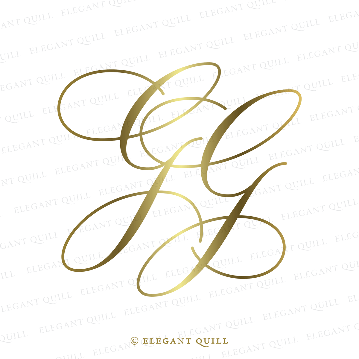 Wedding Monogram Design, GG Initials Logo – Elegant Quill