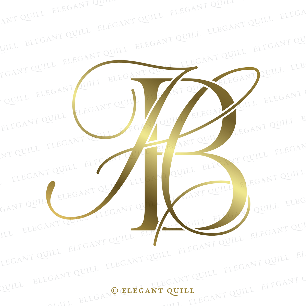 Wedding Monogram Design, HB Initials Logo – Elegant Quill