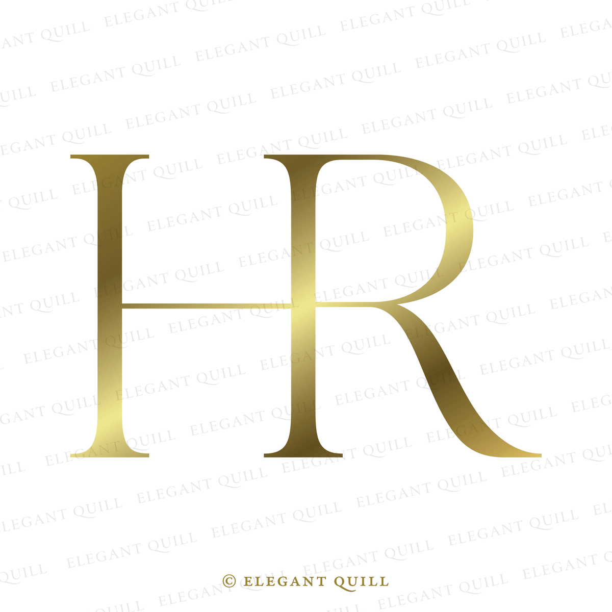 Wedding Monogram Design, HR Initials Logo – Elegant Quill