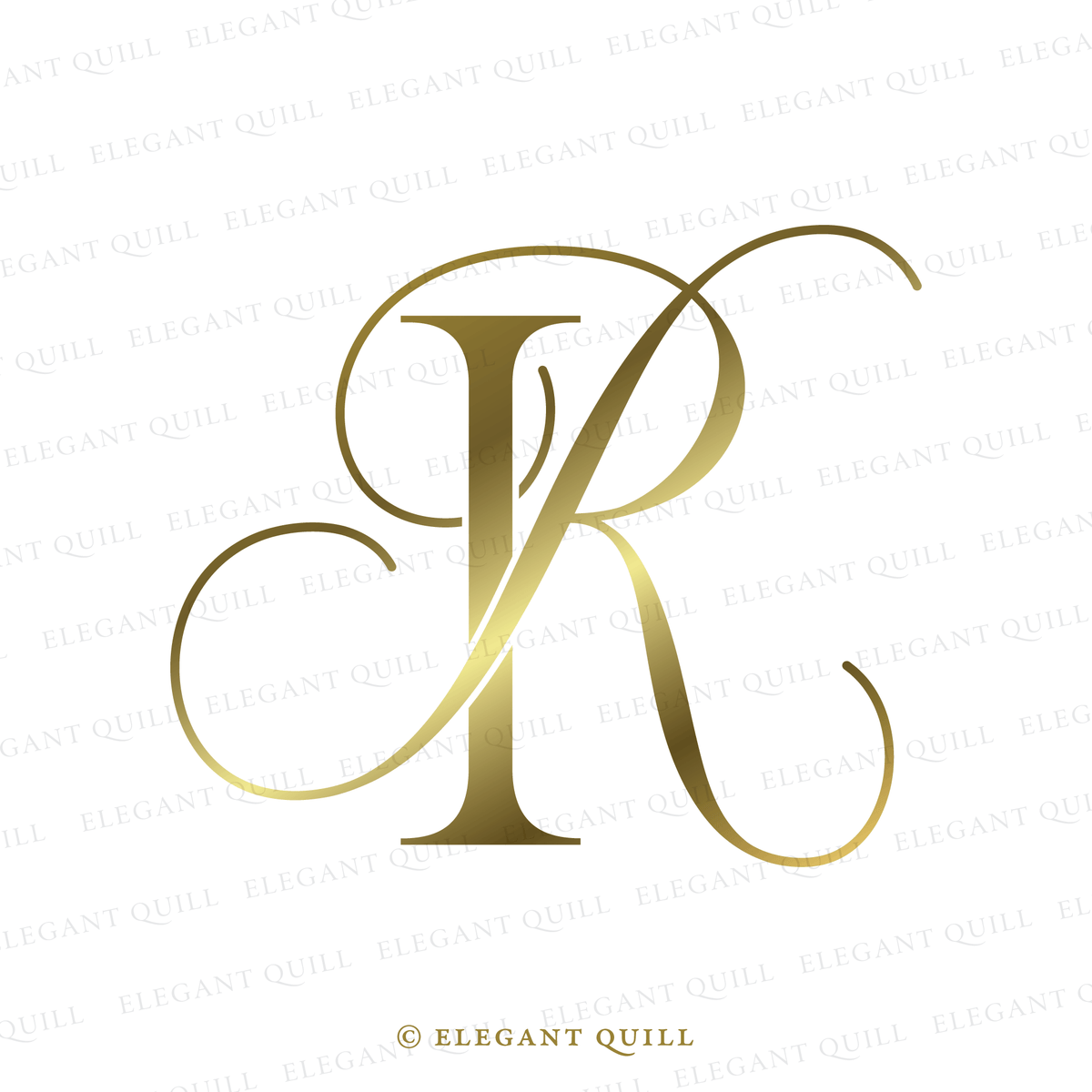 Wedding Monogram Design, RI Initials Logo – Elegant Quill