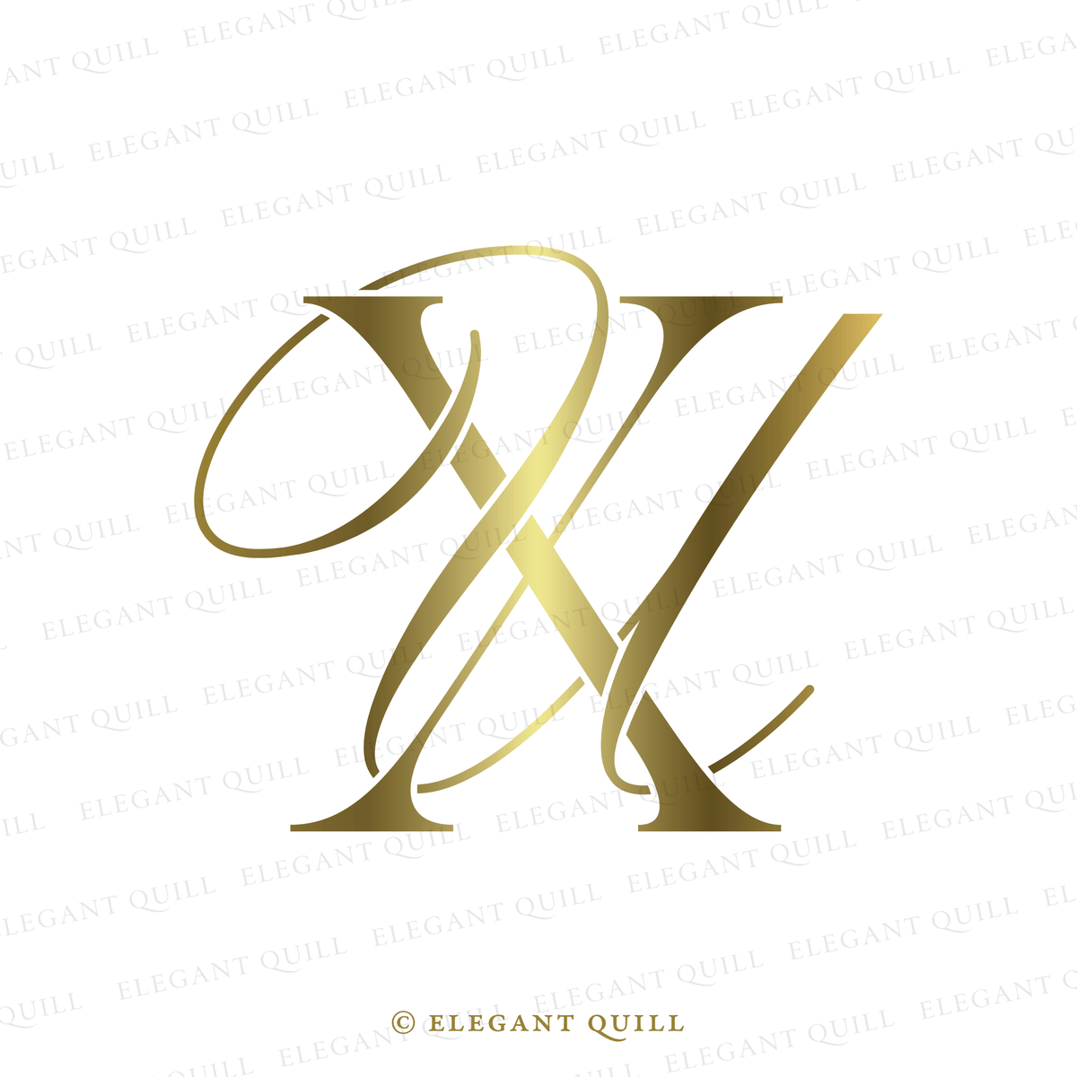 Wedding Monogram Design, UX Initials Logo – Elegant Quill
