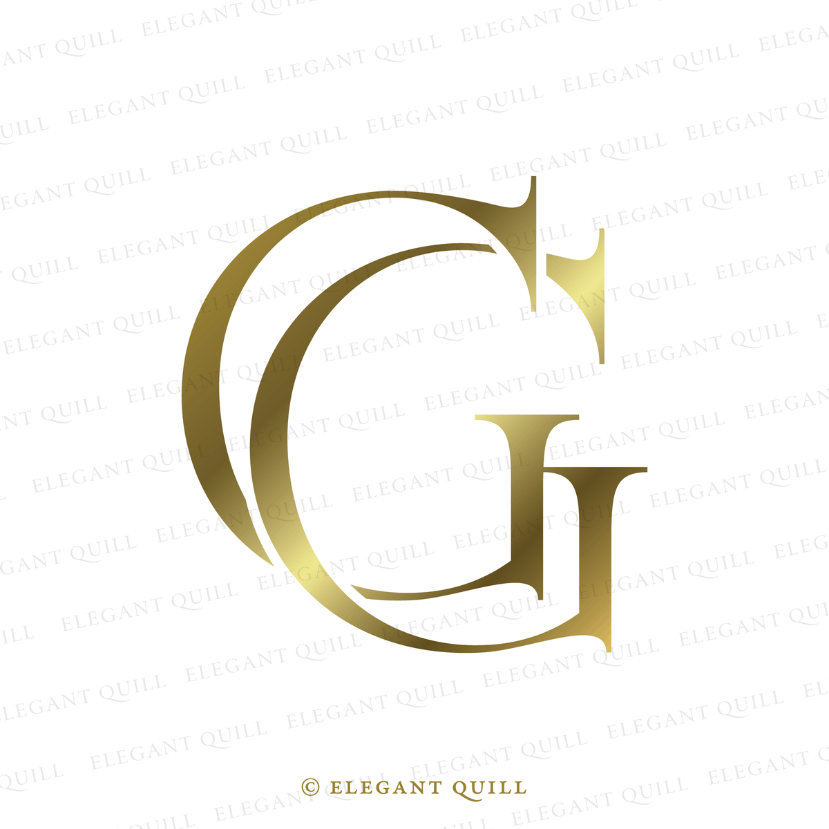 Wedding Monogram Logo, GG Initials – Elegant Quill